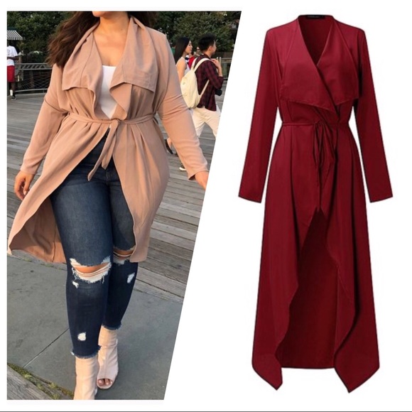 Twice Chic Boutique | Jackets & Coats | True Red Lightweight Belted ...